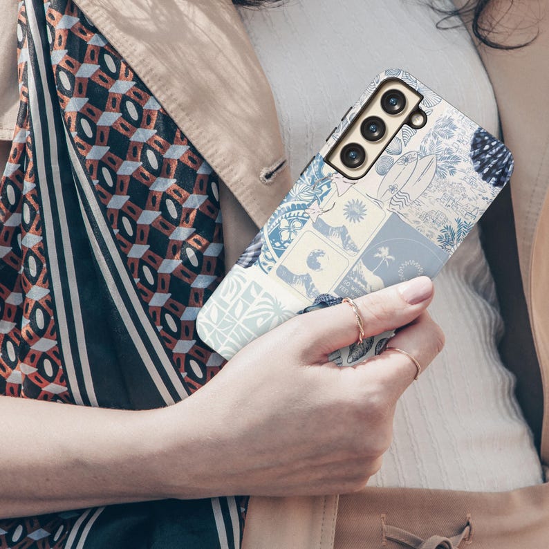 Coastal Preppy Seashell iPhone & Samsung Case, Beach Ocean Collage. - Etsy