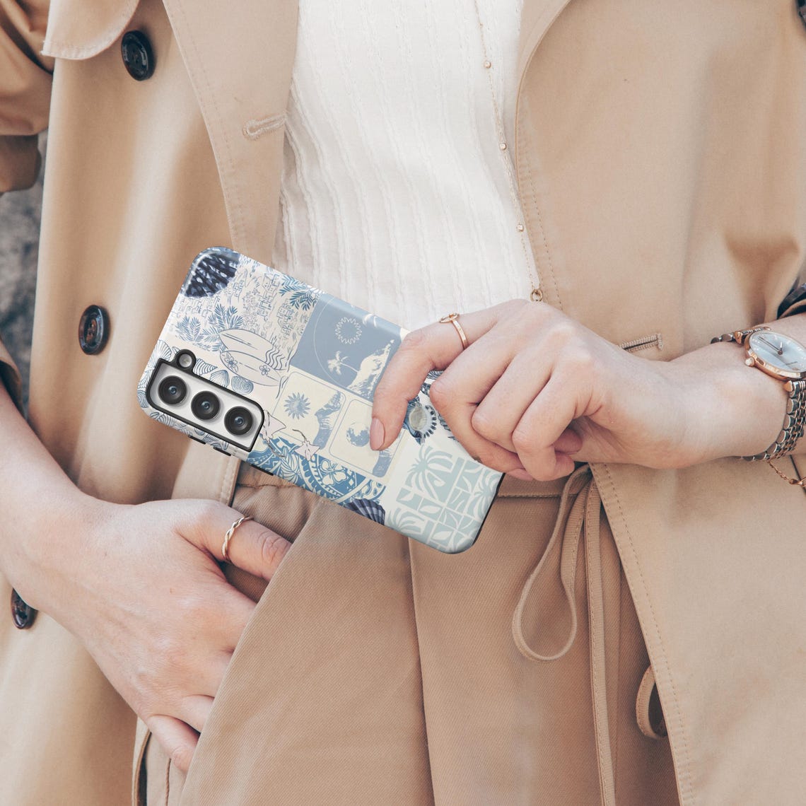 Coastal Preppy Seashell iPhone & Samsung Case, Beach Ocean Collage. - Etsy