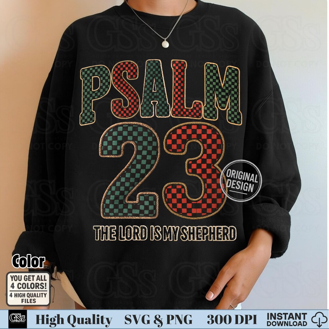 Psalm 23 Checkered Font, Christian Bible Verse (digital Download PNG ...
