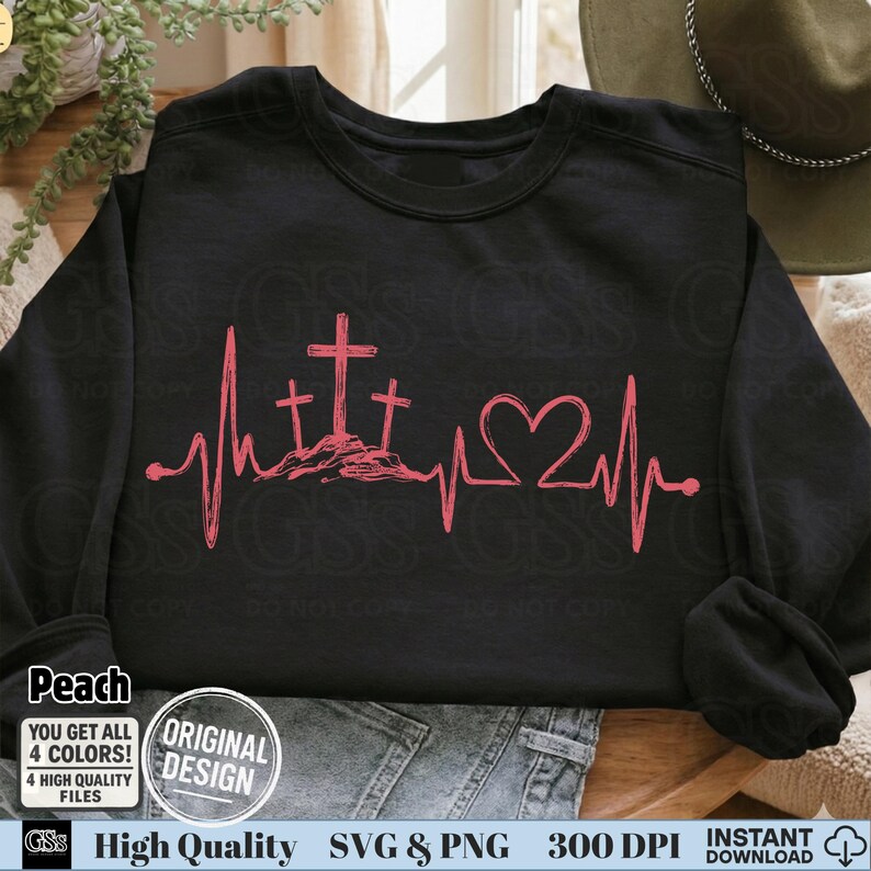 Christian PNG, Cross Heartbeat Lifeline PNG, Faith Hope Love, Retro ...