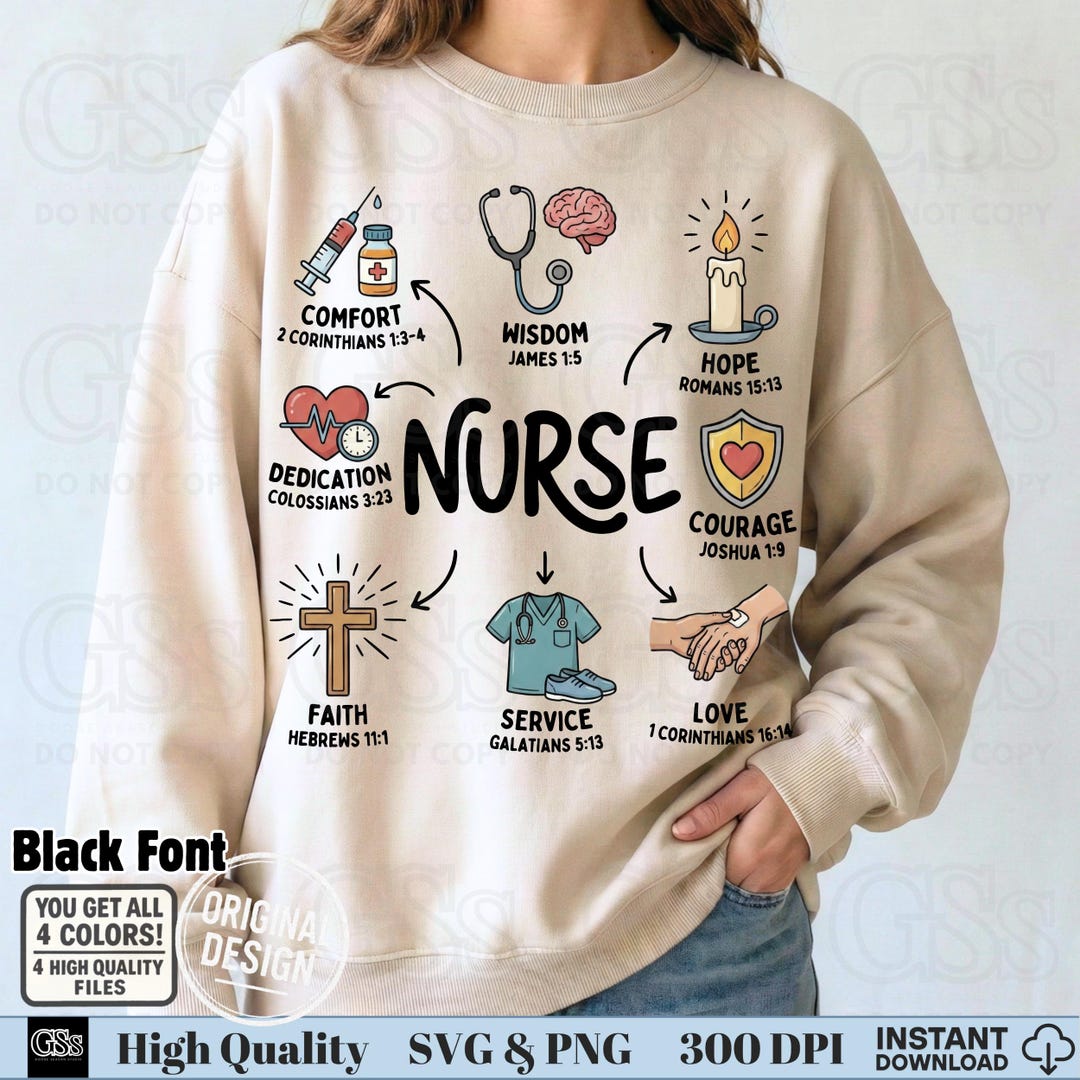 Christian Nurse Bible Verse PNG Nurse Appreciation Gift RN LPN Nursing ...
