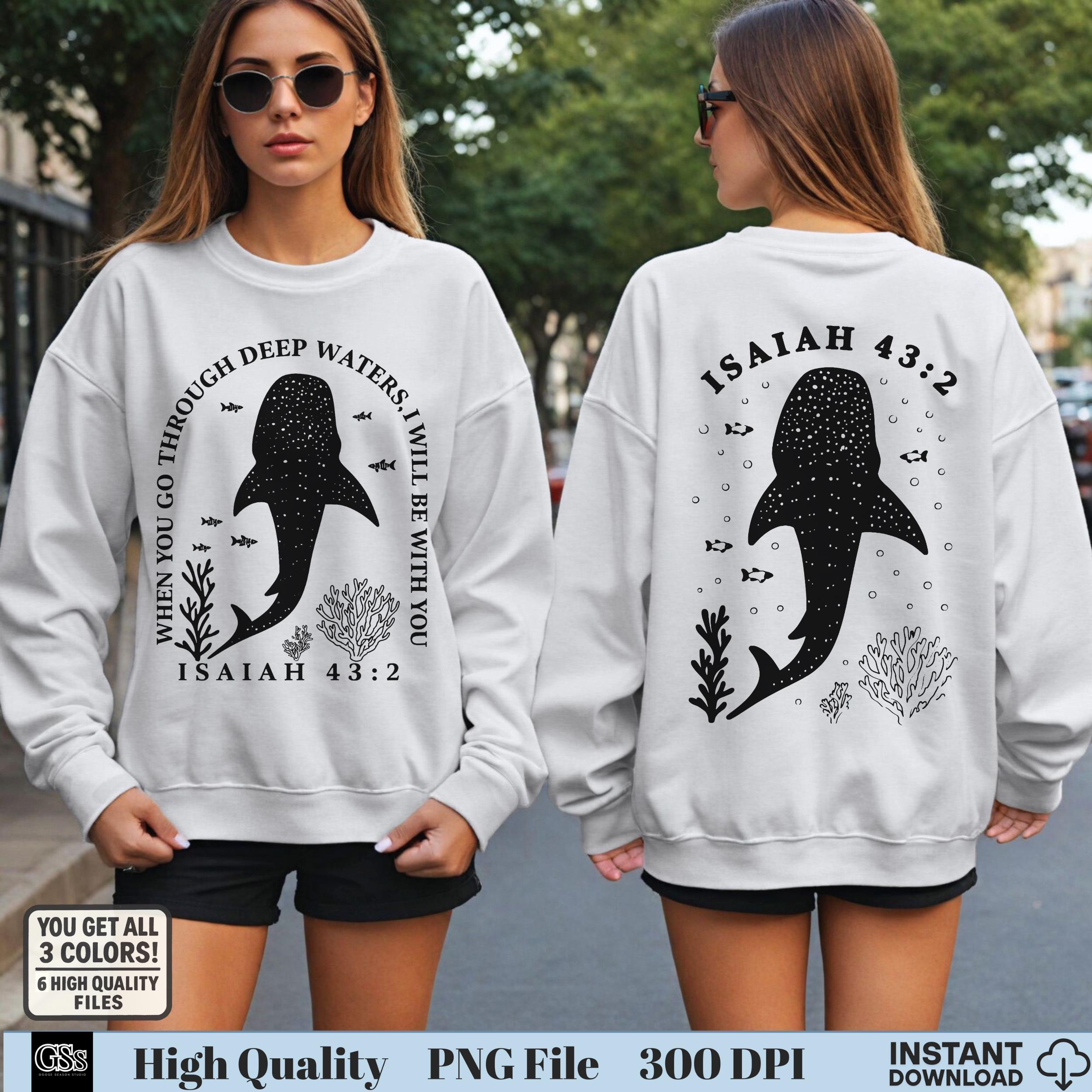 Whale Shark Christian Clipart, Isaiah 43:2, Sublimation Design (PNG) - Etsy