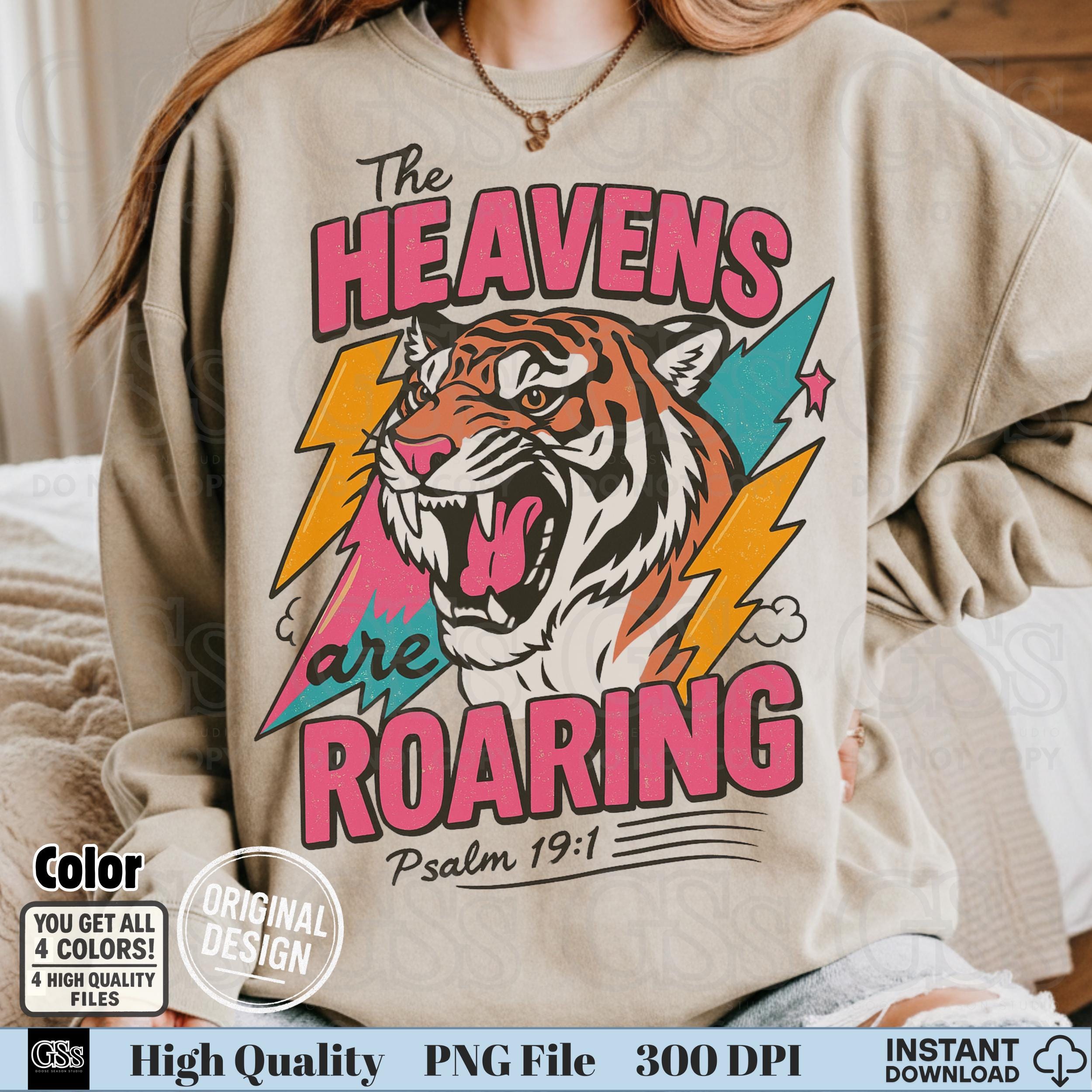 Roaring Tiger Bible Verse PNG: Retro Christian Tee Design (digital ...