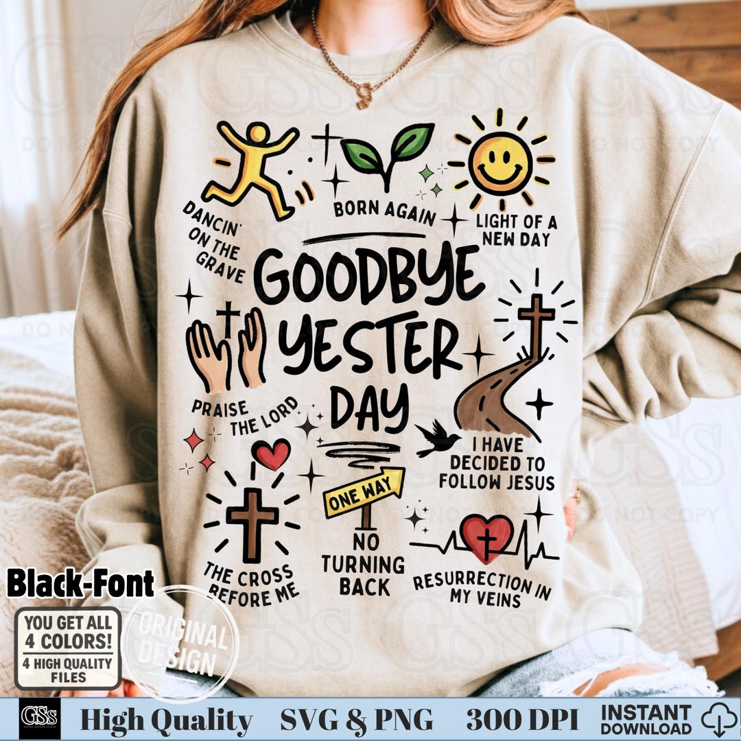 Christian PNG, Bible Verse Doodle PNG, Goodbye Yesterday Born Again ...