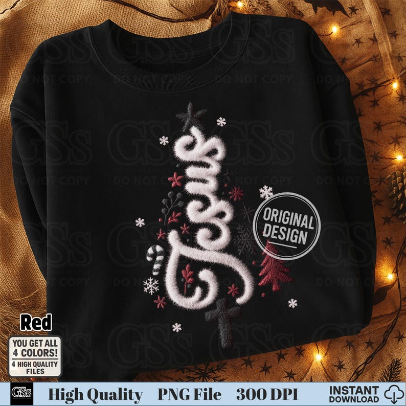 Jesus Christmas Tree Chenille Embroidery PNG, Christian Holiday Design ...