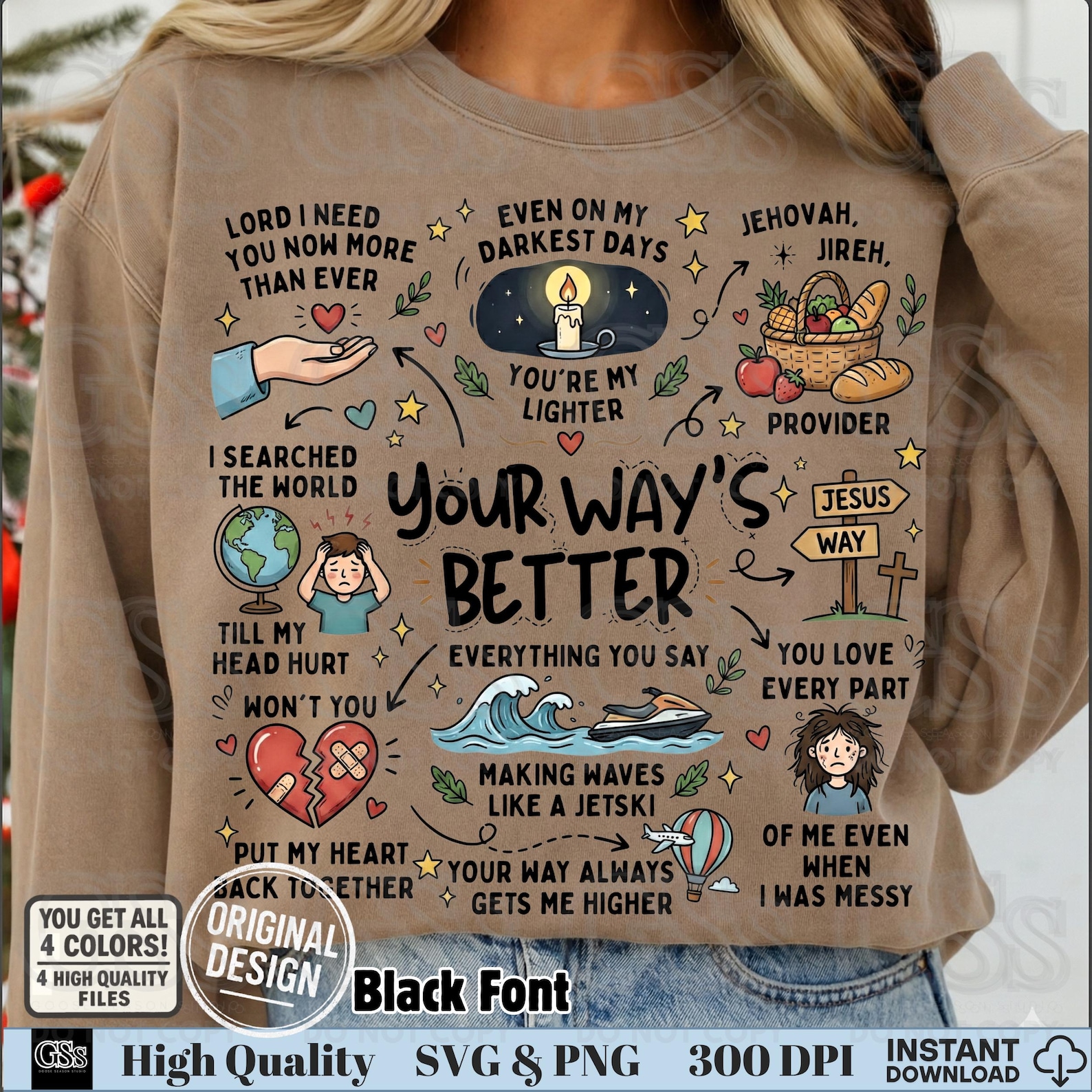 Your Ways Better Christian Doodle PNG, Worship Lyrics (digital Download ...
