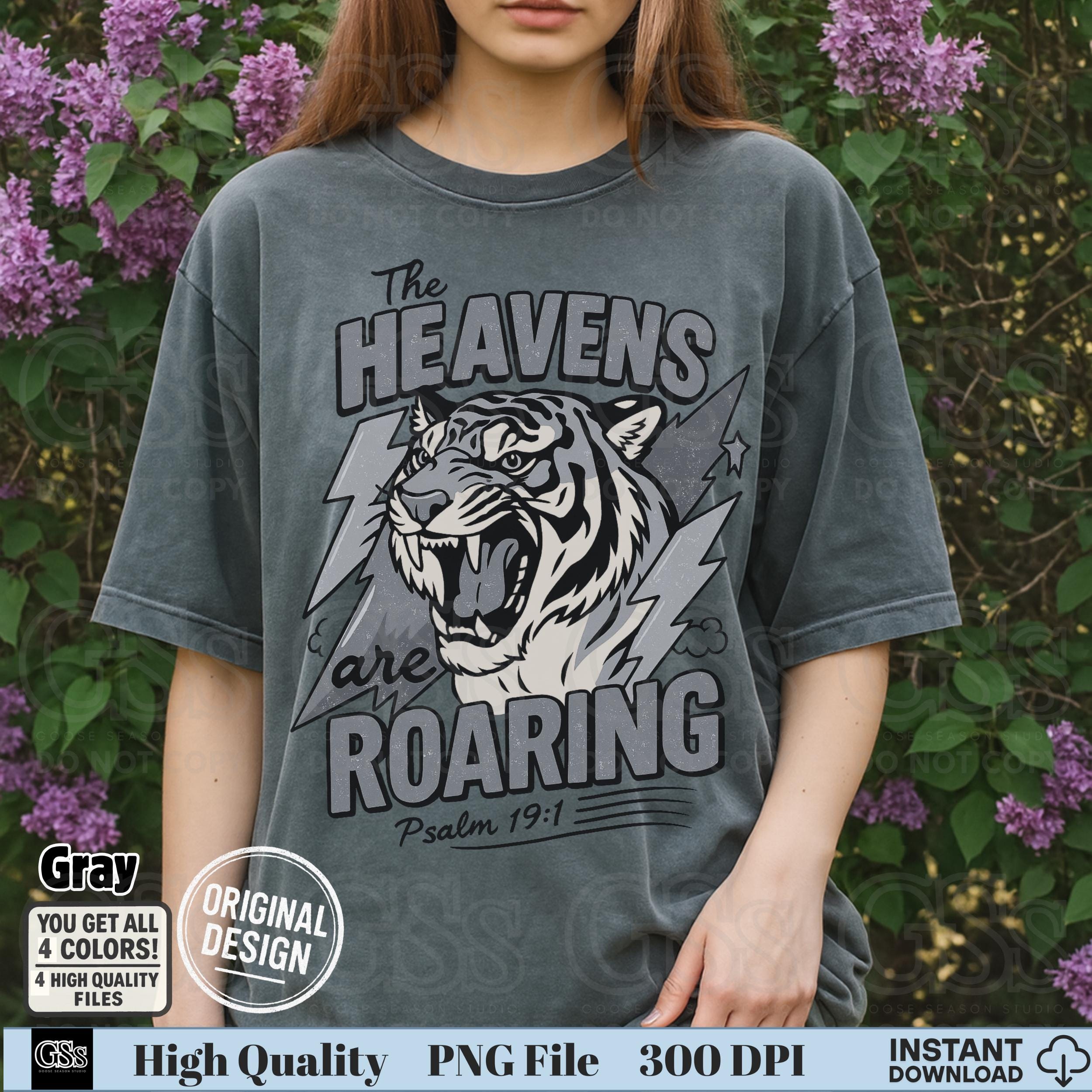 Roaring Tiger Bible Verse PNG: Retro Christian Tee Design (digital ...