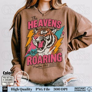 Roaring Tiger Bible Verse PNG: Retro Christian Tee Design (digital ...