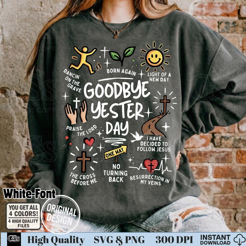 Christian PNG, Bible Verse Doodle PNG, Goodbye Yesterday Born Again ...