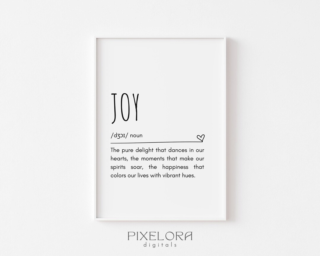 Joy Definition, Printable Wall Art, Inspirational Quote, Motivational ...