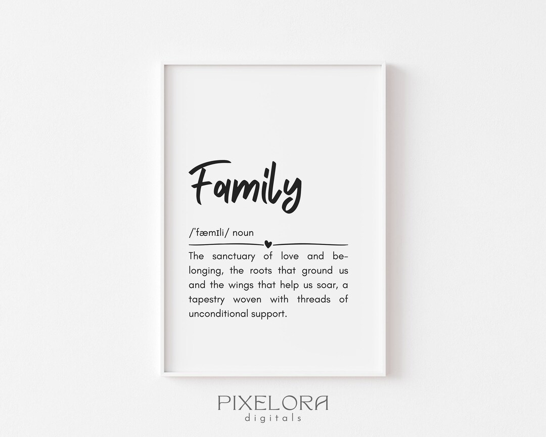 Family Definition Print, Family Wall Art, Printable Gift for Relatives ...