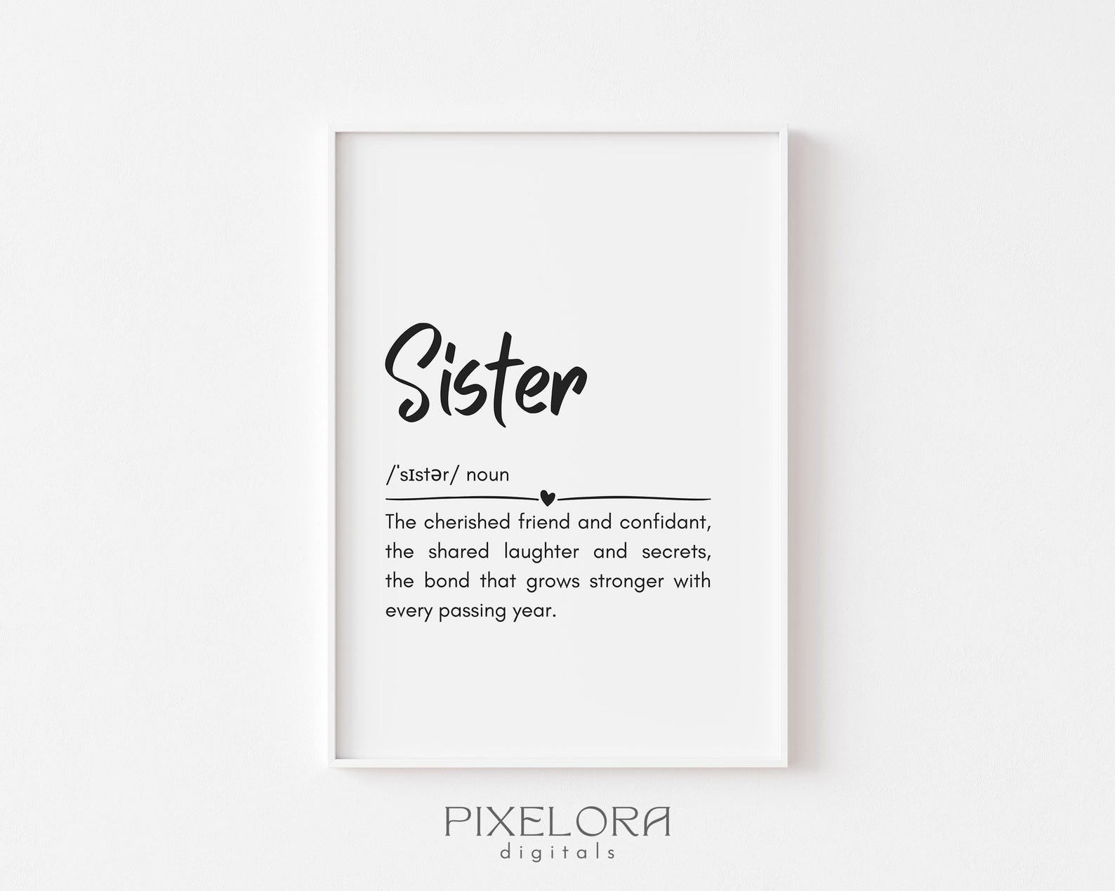 Sister Definition Print, Family Wall Art, Printable Gift for Sibling ...