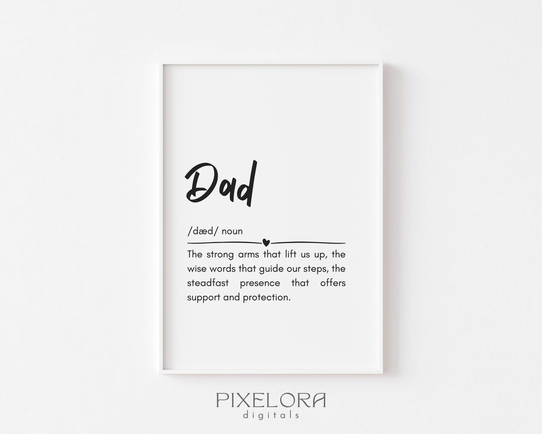 Dad Definition Printable, Family Wall Art, Printable Gift for Father ...
