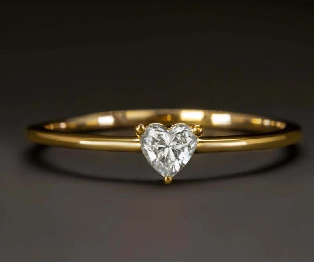 Trinity Wedding Ring Set With Diamond, Brilliant Heart Cut Diamond Ring ...