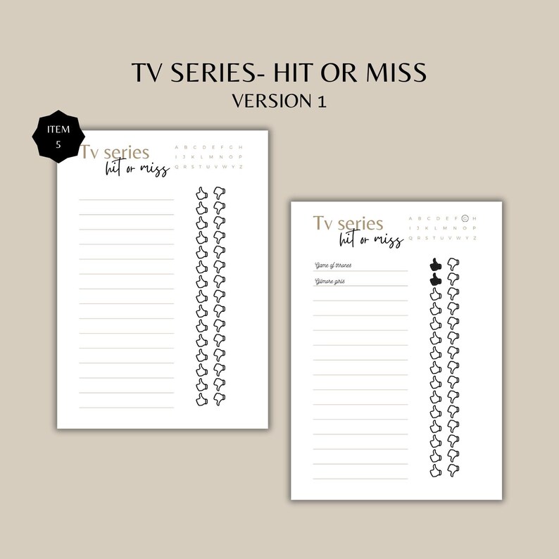 TV Series Tracker Printable Set | Binge Watch Lists (digital Download ...