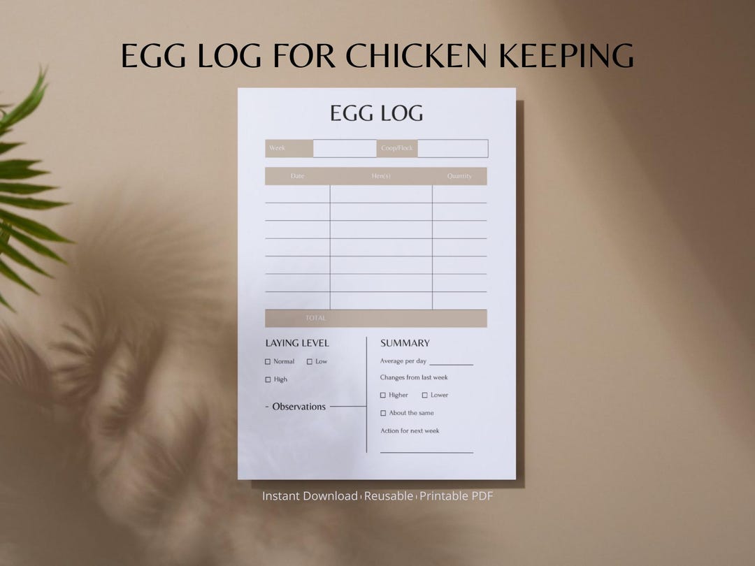 Egg Log Printable | Chicken Egg Production Tracker | Backyard Chicken ...