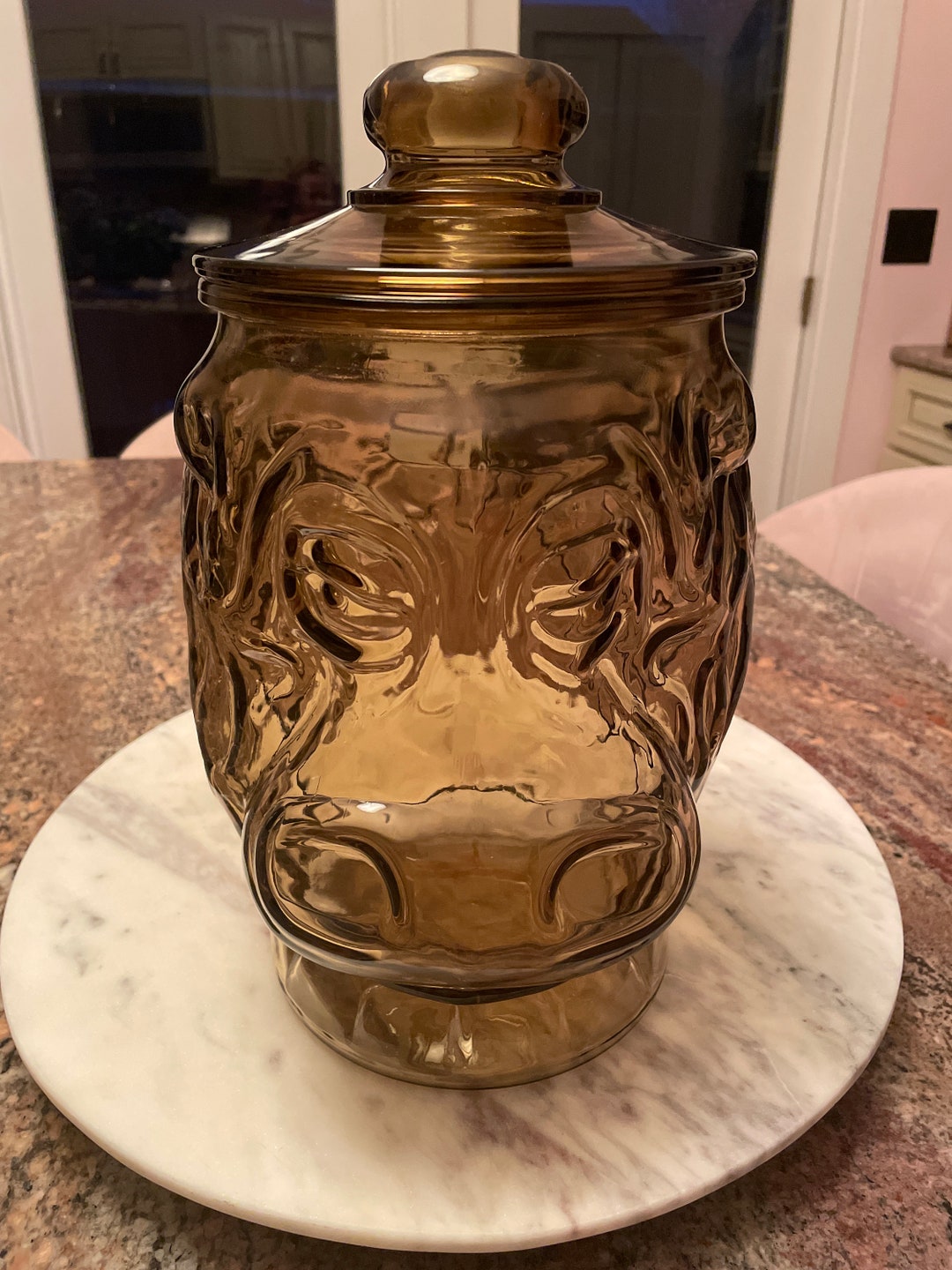 Hippopotamus MCM Glass Cookie Jar - Etsy