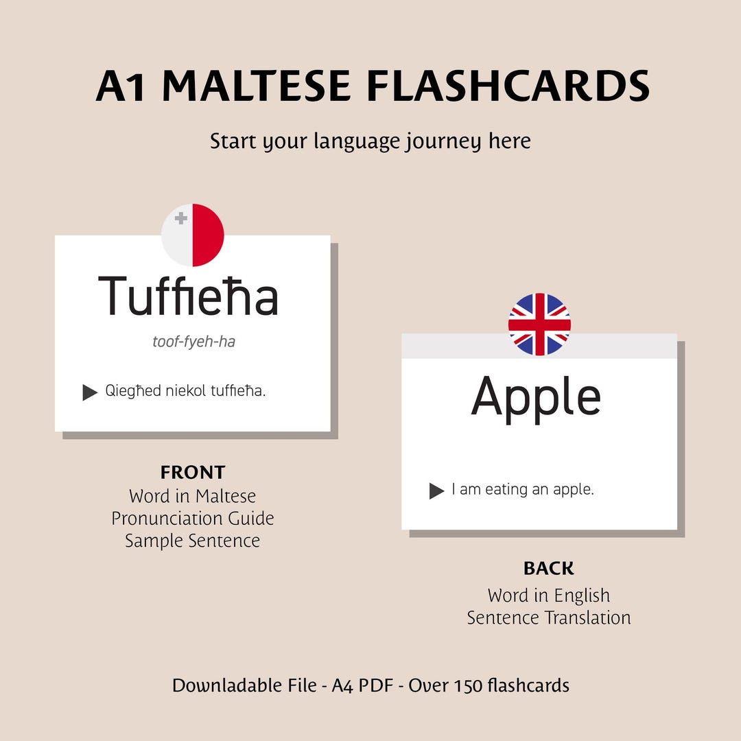 Maltese A1 Flashcards – 150 Beginner Words With Pronunciation ...
