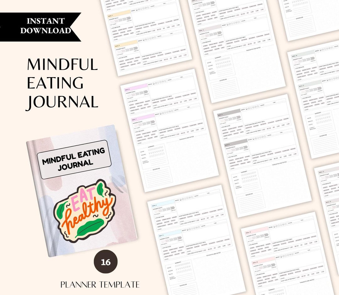 Mindful Eating Journal | Printable Food & Mood Tracker | Intuitive ...