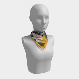 100% Silk Lemon Scarf, Pure Silk Neck Scarf, Silk Bandanna, Silk ...
