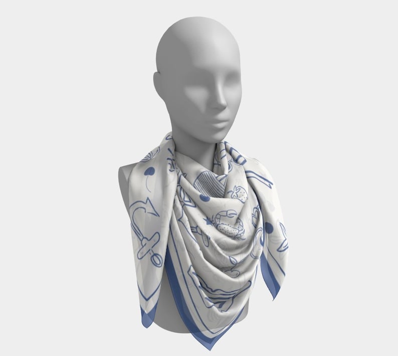 French Beach Silk Scarf, 100% Silk Summer Coastal Bandana ...