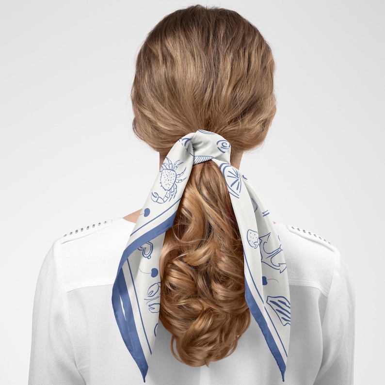 French Beach Silk Scarf, 100% Silk Summer Coastal Bandana ...