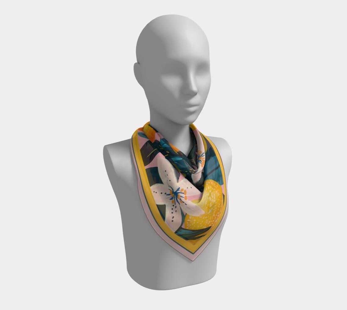 100% Silk Lemon Scarf, Pure Silk Neck Scarf, Silk Bandanna, Silk ...