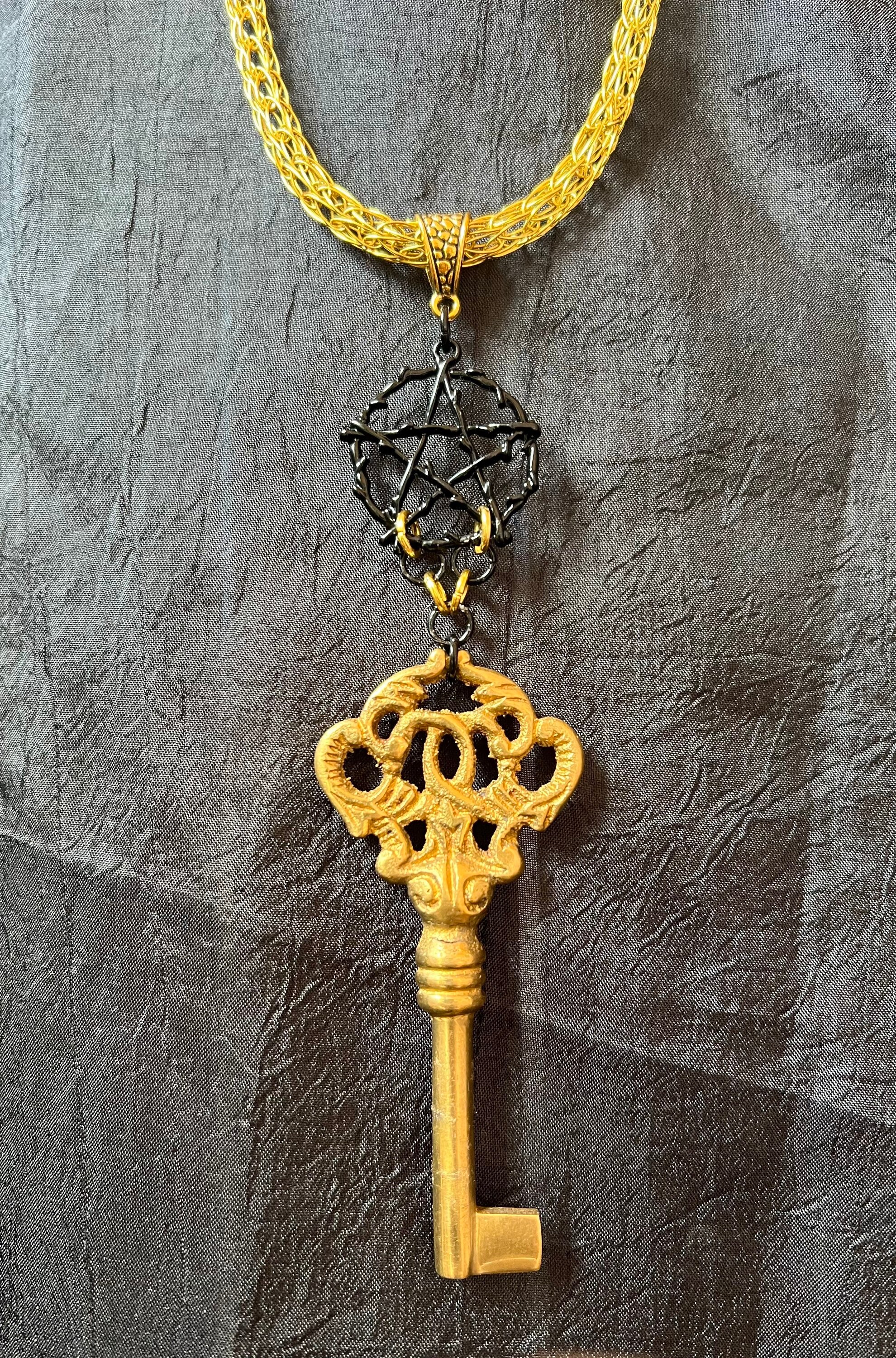 Pentacle Key Necklace pagan Skeleton Key Hecate Janus Etsy