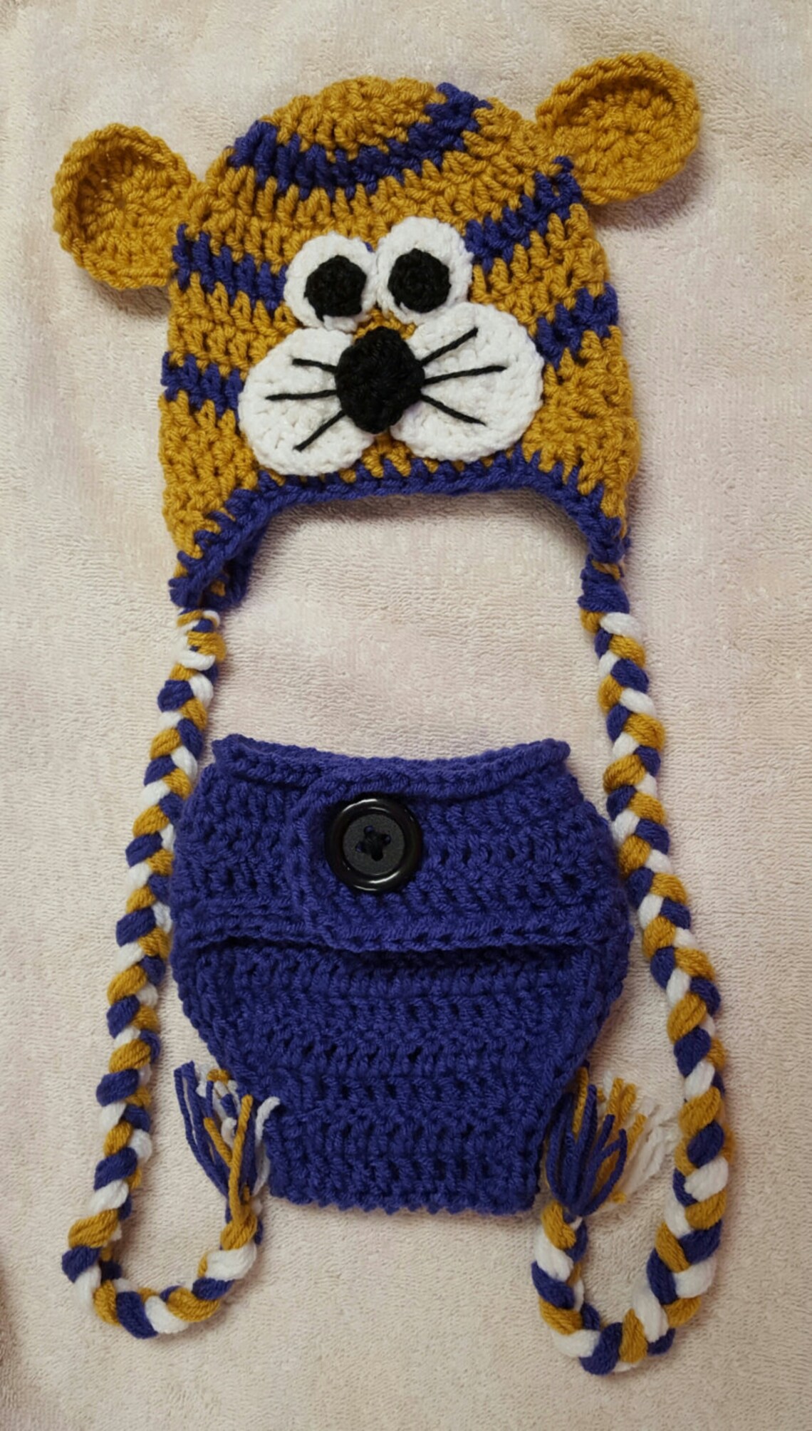 LSU Tiger Hat and Diaper Cover, Newborn Baby LSU, Baby LSU Photo Prop ...