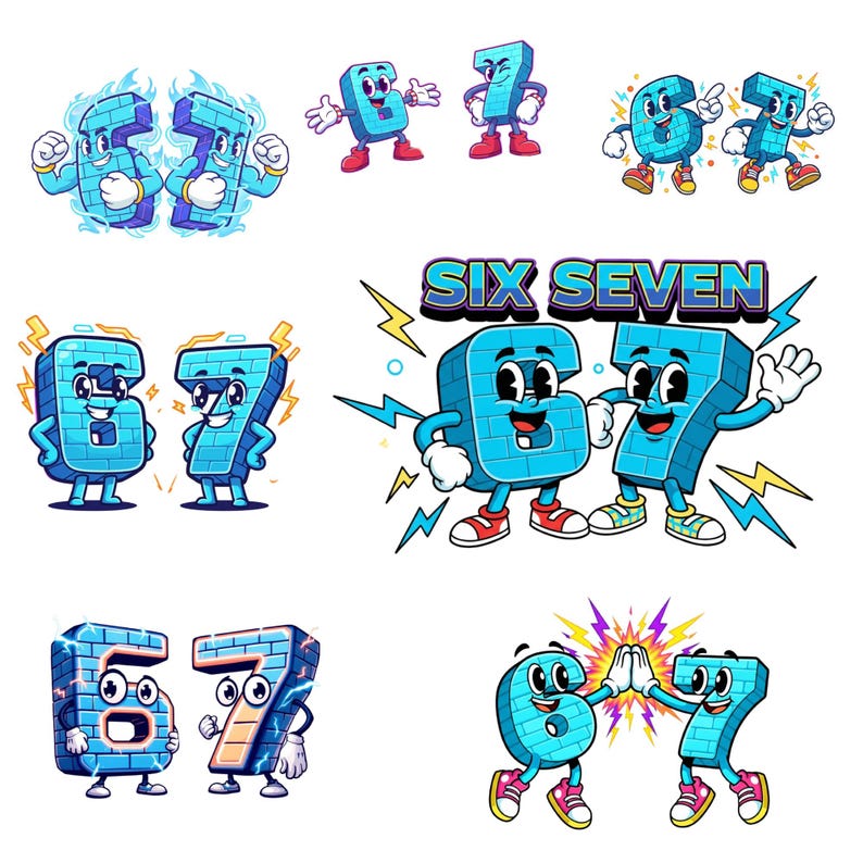 Six Seven Brainrot Meme PNG | Italian Brainrot 6 7 Cartoon | Gen Alpha ...