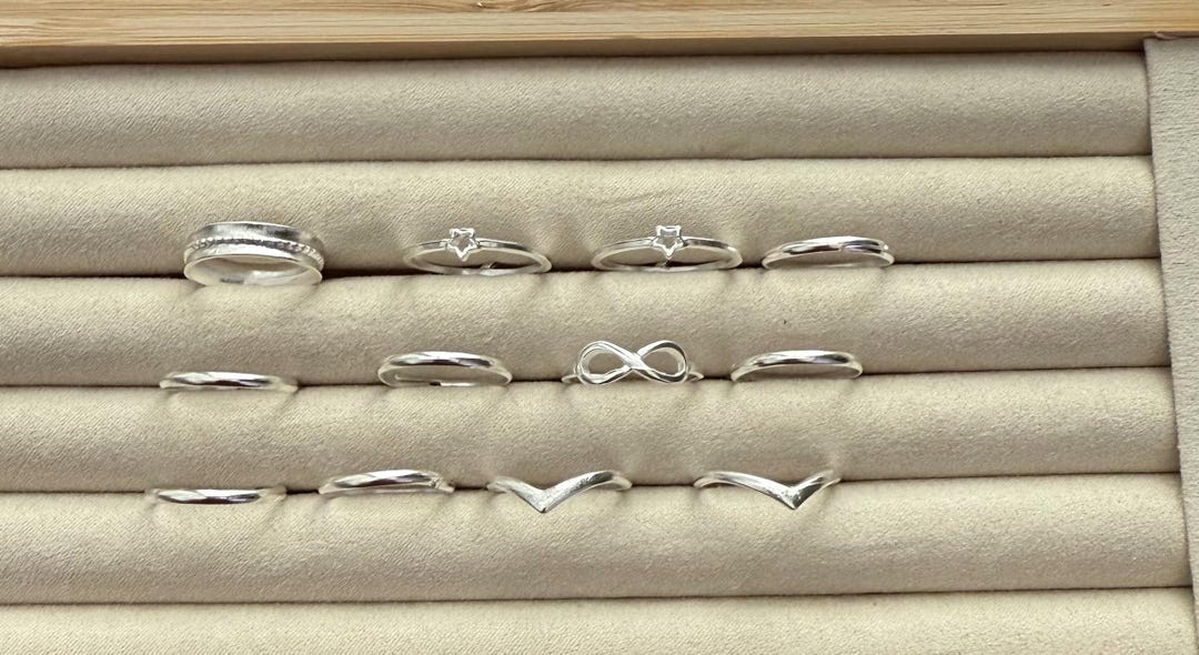 12pcs Stackable Sliver Rings, Star Ring Set, Stacking Rings for Her ...