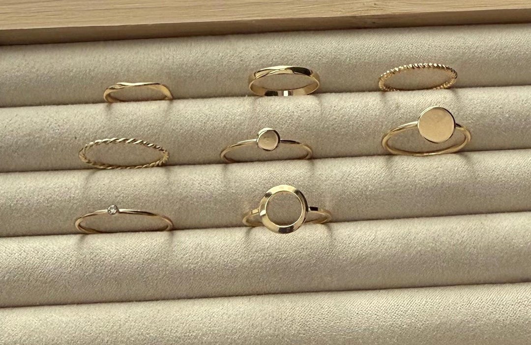 8pcs Stackable Ring Set, Gold & Sliver Ring Set, Simple Layered Rings ...