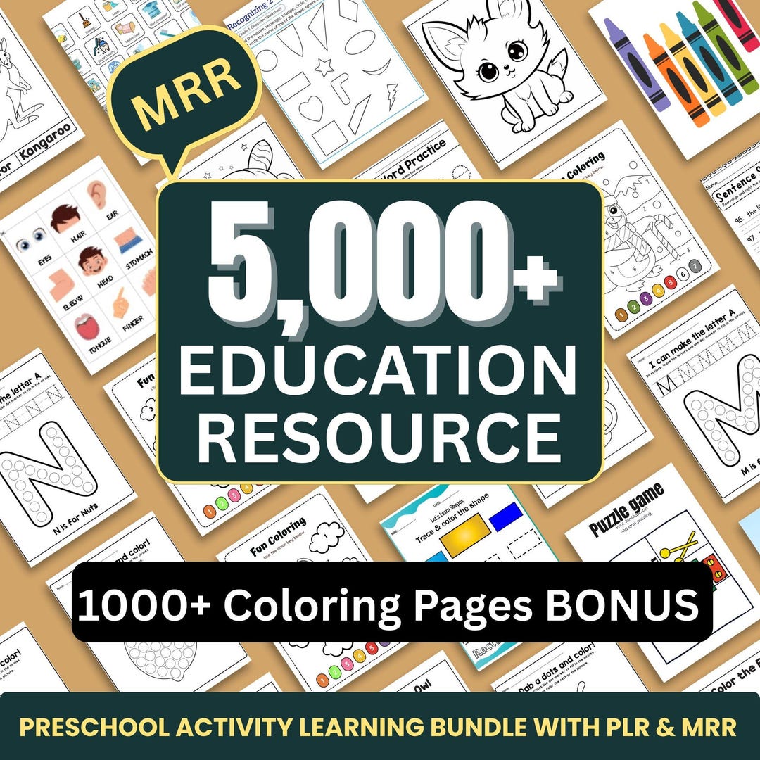 5000+ Educational Kids Resources Bundle, Kids Learning Bundle, DFY Digital Product Bundle, PLR ...