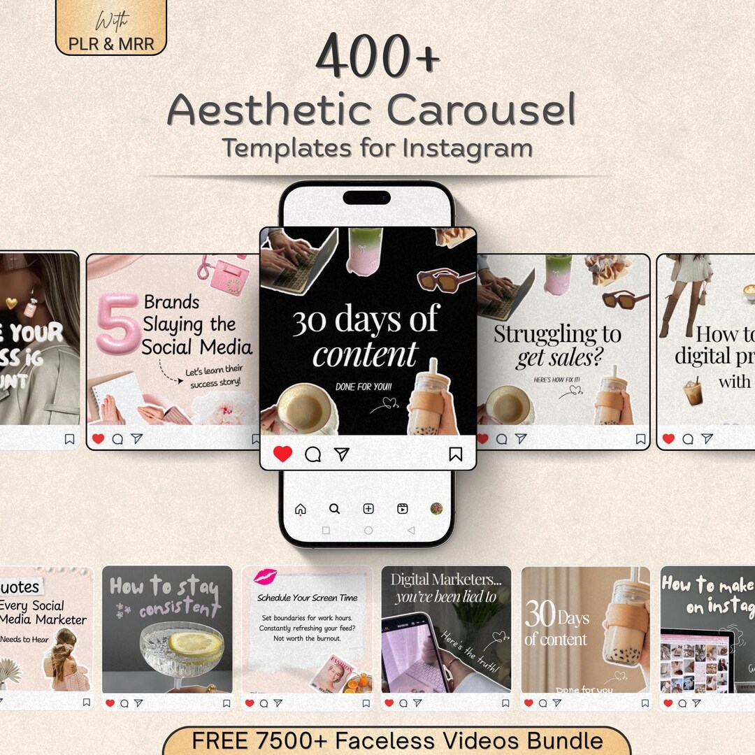 400+ Aesthetic Carousel Templates for Instagram and Tiktok, Social ...
