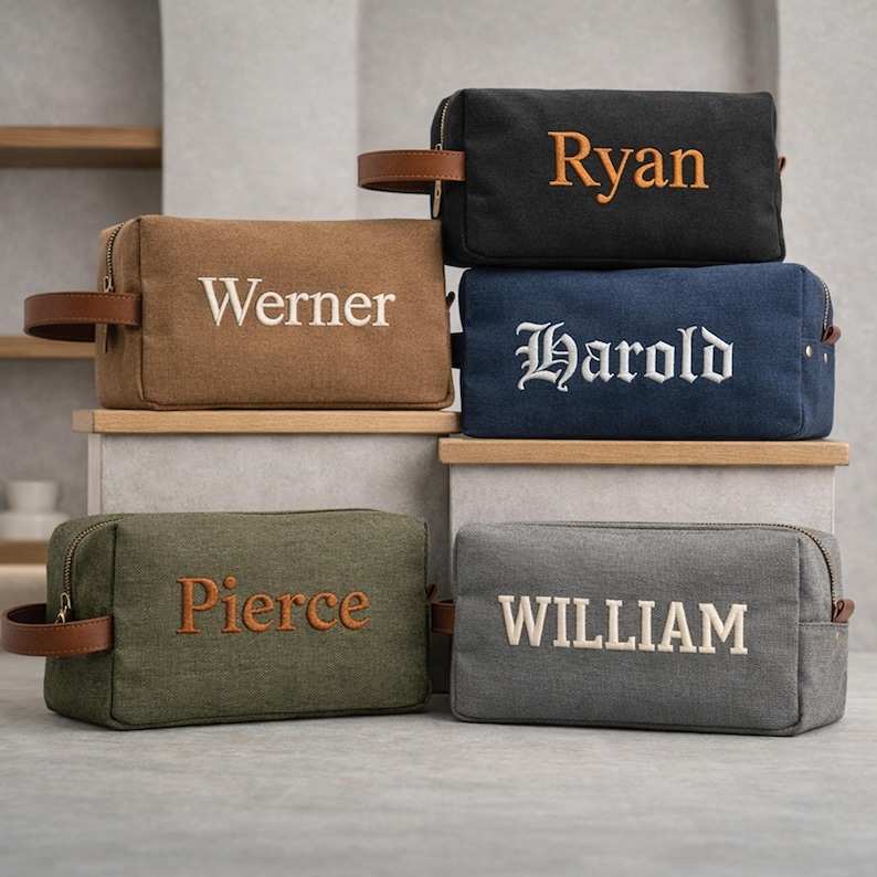 Custom Embroidered Toiletry Bag, Personalized Dopp Kit for Men, Travel ...