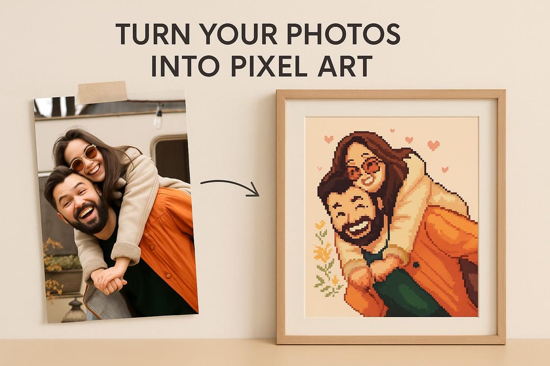 Custom Pixel Art Portrait From Photo – 8-bit Retro Style Illustration ...