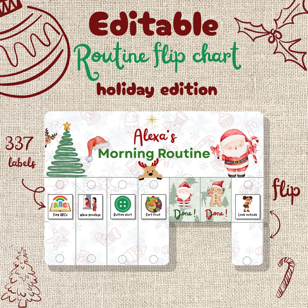 Christmas Routine Flip Chart: Editable Chore Chart, 337 Labels (digital ...