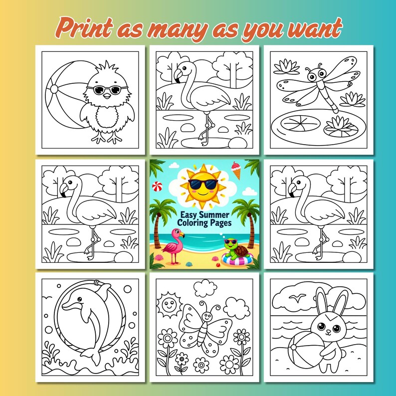 Easy Summer Coloring Pages for Kids, Bold and Easy Coloring Book ...