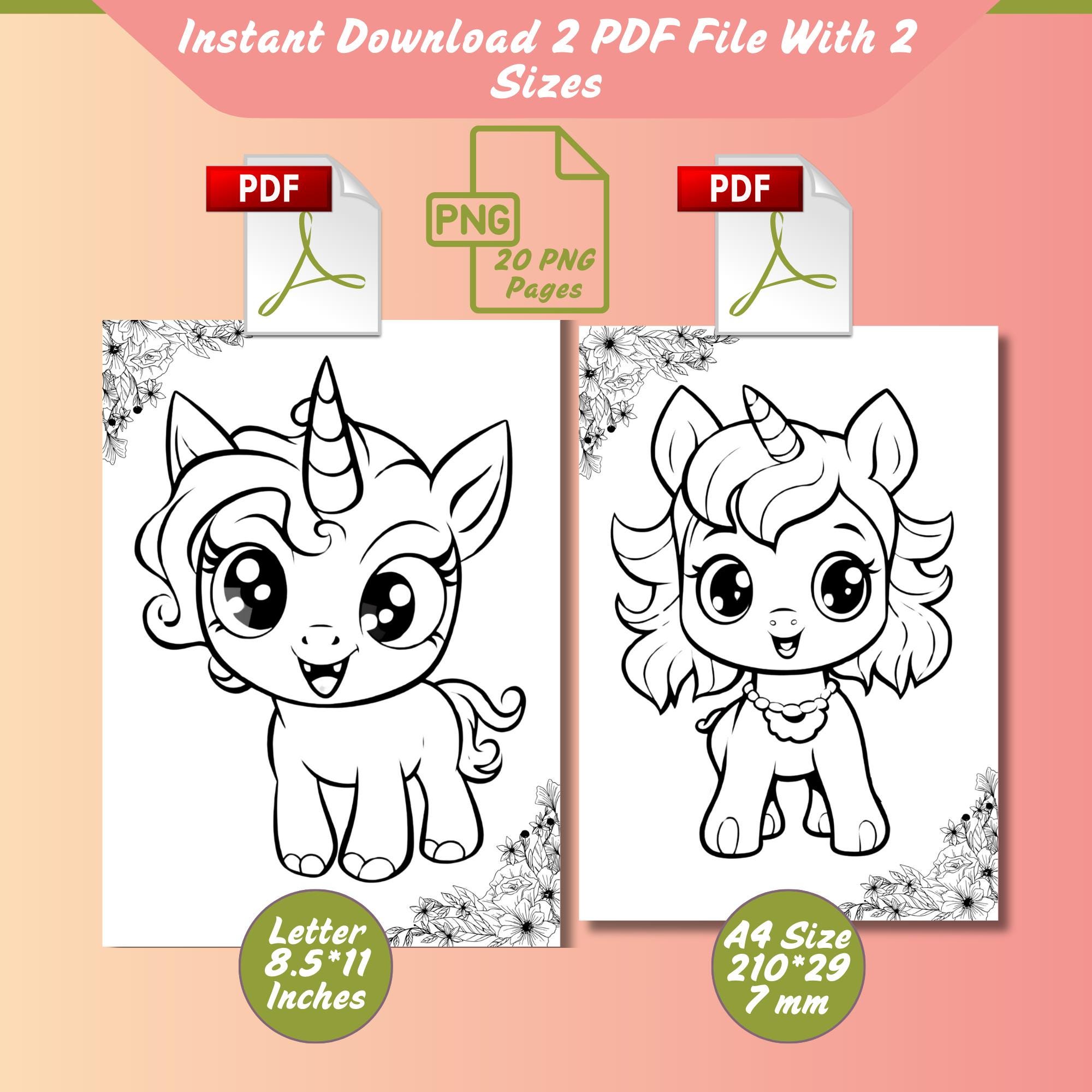 Cute Unicorn Coloring Pages - Instant Download | Printable Kids ...