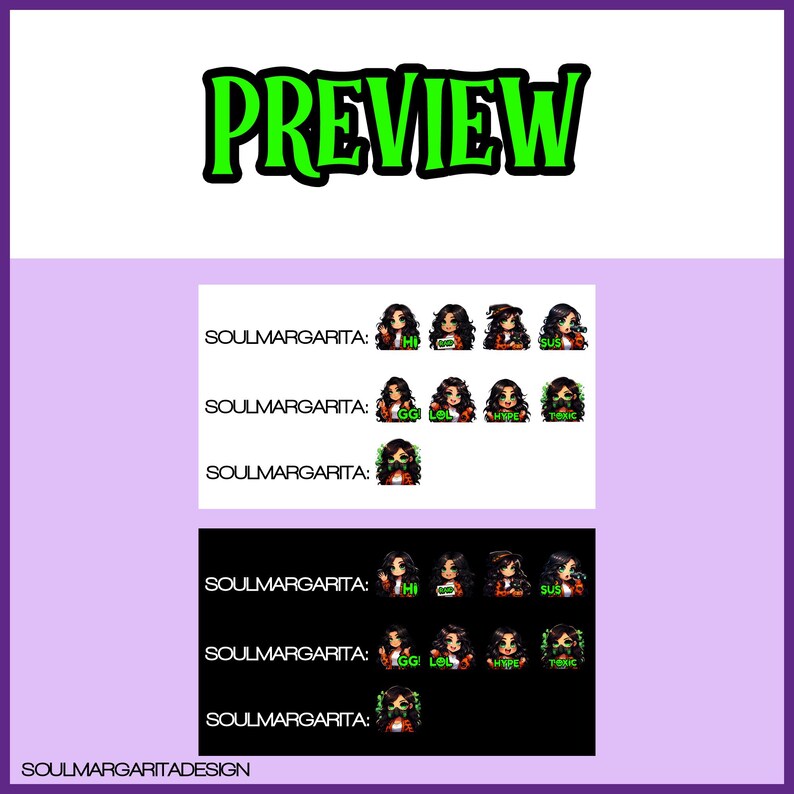 9 Halloween Fall Autumn Chibi Dark Hair Green Eyes Twitch Emotes Pack ...