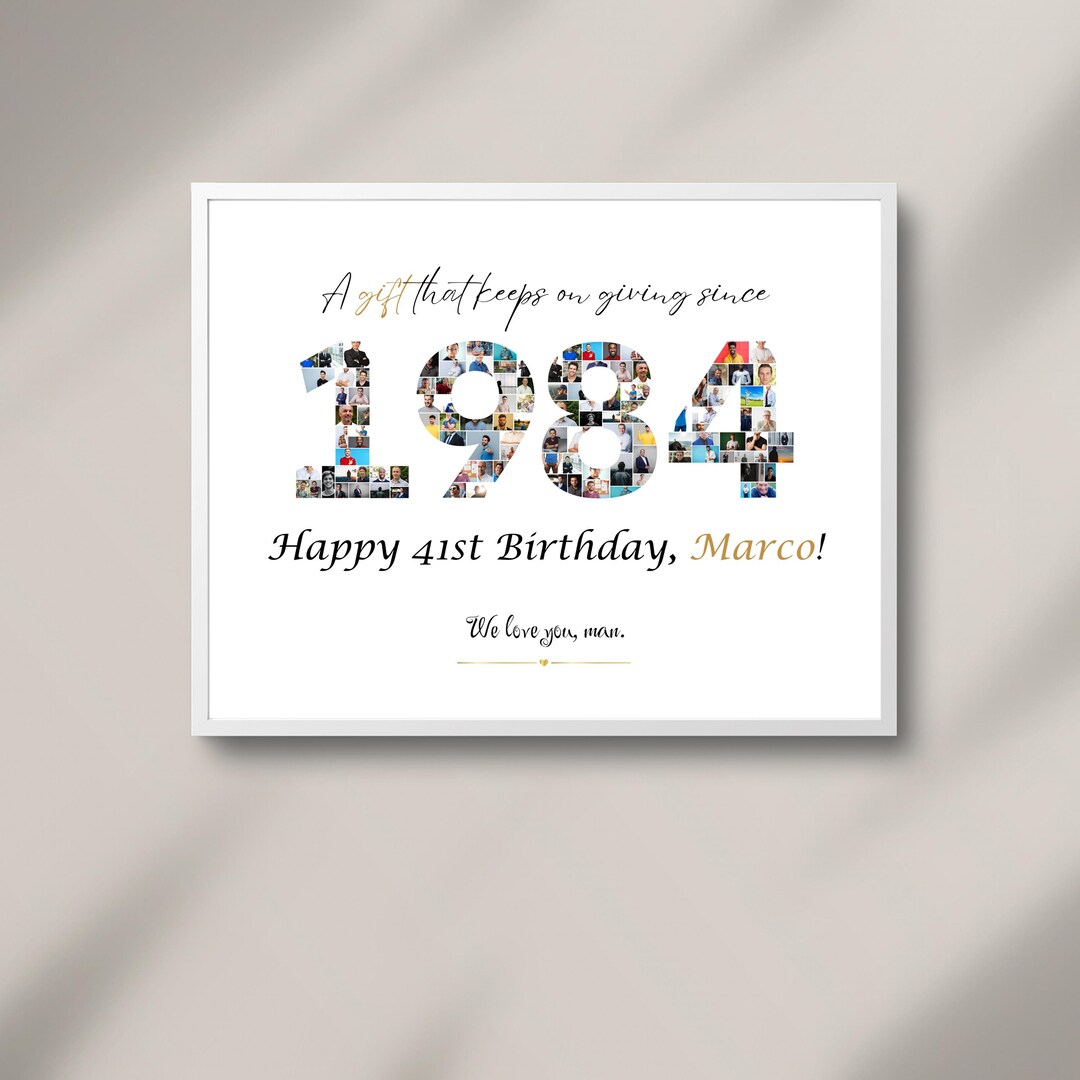 1984 Photo Collage Template, Editable 41st Birthday Picture, DIY ...