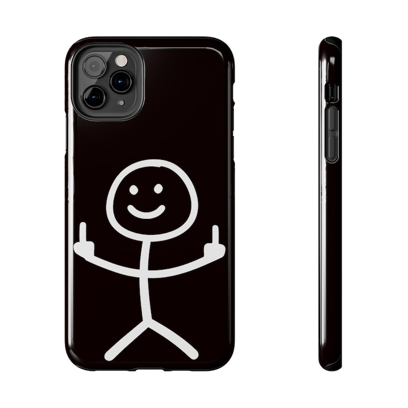 Funny Stick Figure Middle Finger Phone Case | Sarcastic Black Tough ...
