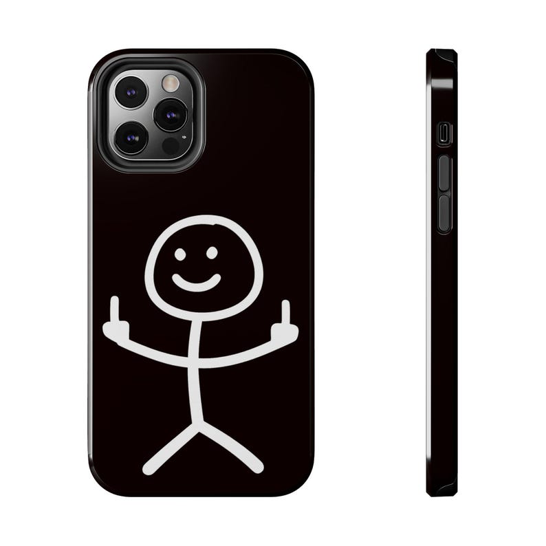 Funny Stick Figure Middle Finger Phone Case | Sarcastic Black Tough ...