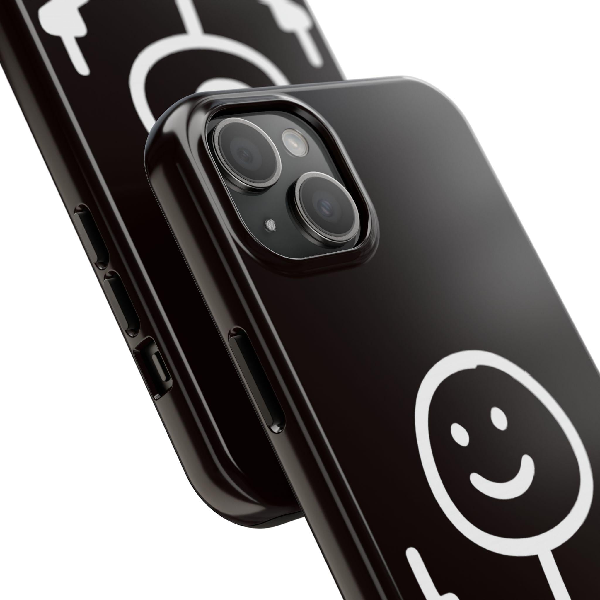 Funny Stick Figure Middle Finger Phone Case | Sarcastic Black Tough ...