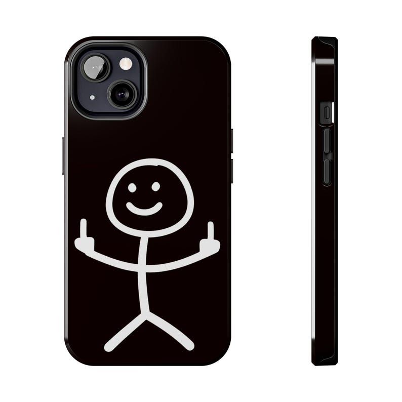 Funny Stick Figure Middle Finger Phone Case | Sarcastic Black Tough ...