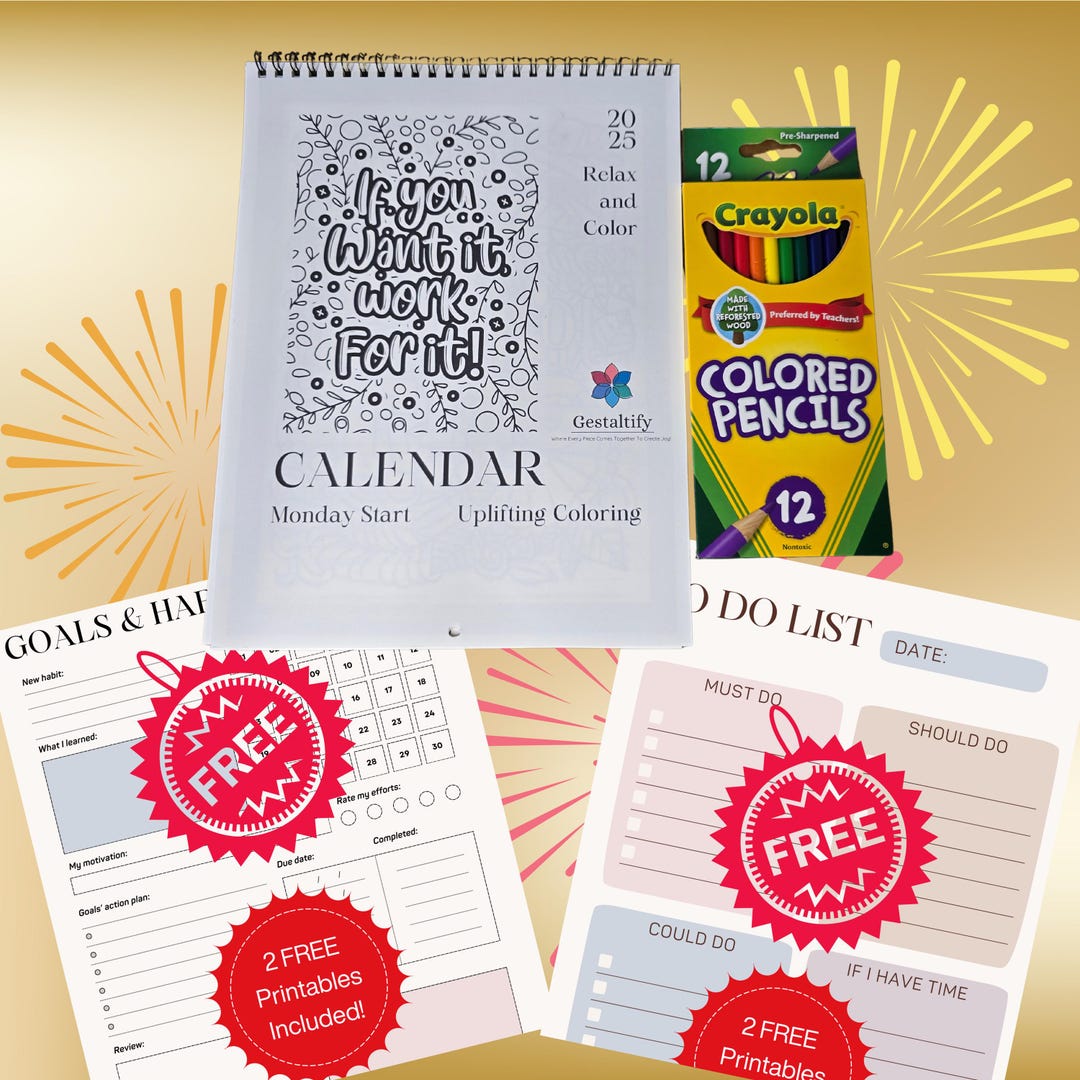 2025 Motivate & Color 12 Month Wall Calendar Uplifting Quotes All Year ...