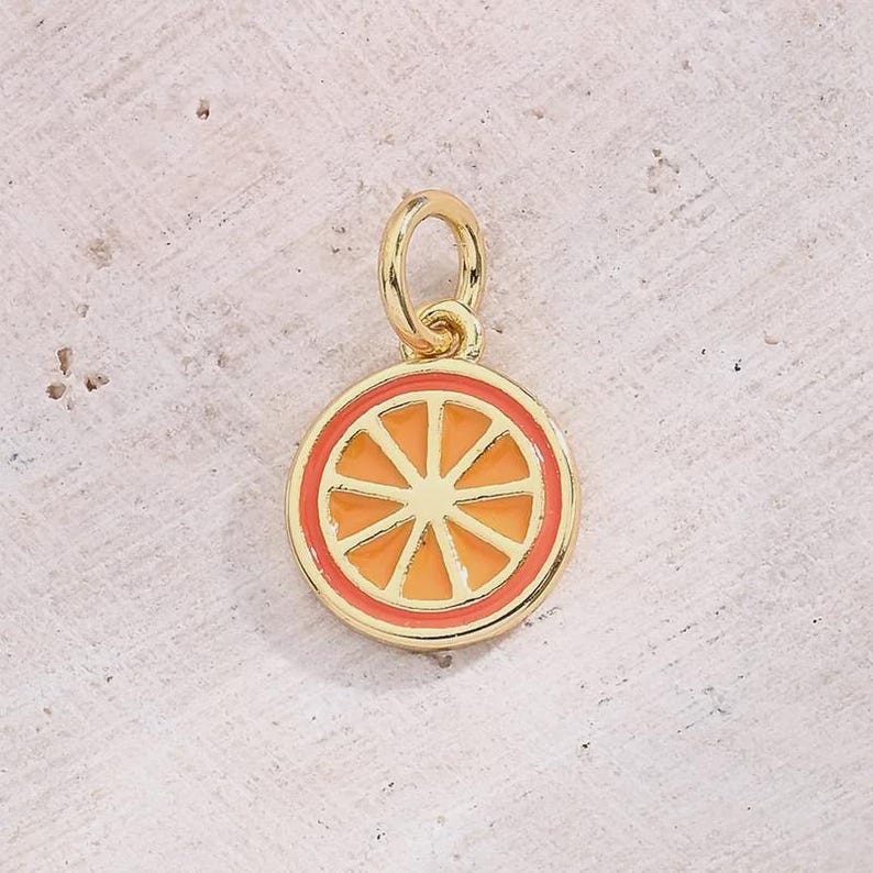Cherry, Strawberry, Orange Fruit Charms, Gold Plated Pendants, Gift Tag ...