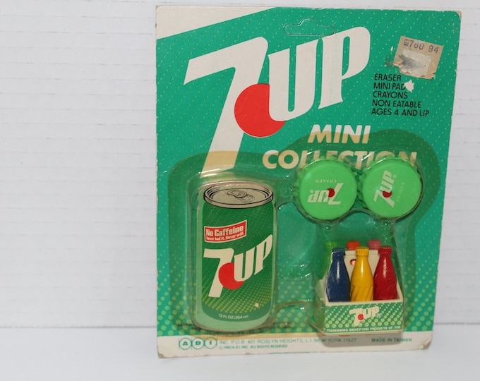 Vintage 1983 7up Mini Collection Soda Advertising Rubber Pencil Erasers ...