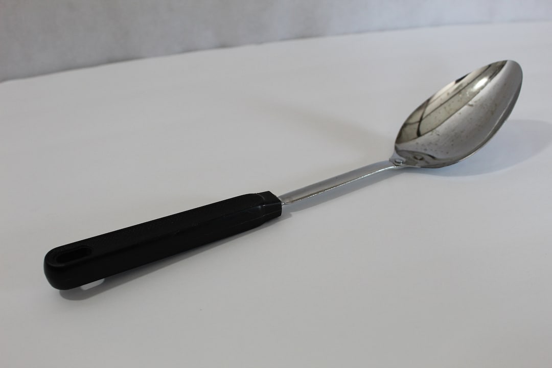 1970s Ekco Black Plastic Handle Solid Spoon USA Chromium - Etsy