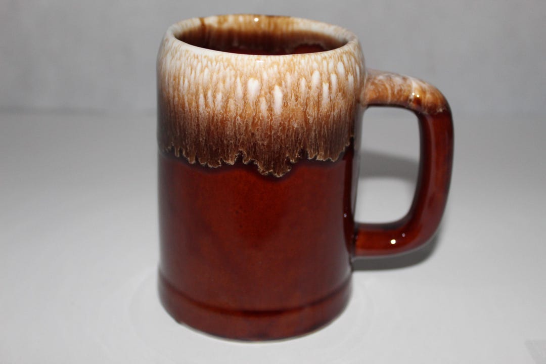 1970s Mccoy USA Pottery Brown Drip Tankard Stein Cup Mug - Etsy